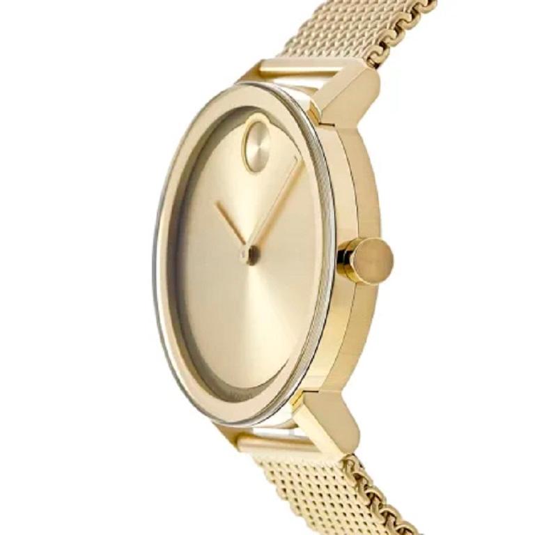 Movado Bold Evolution Gold Dial 40mm Stainless Steel Men's Watch ...