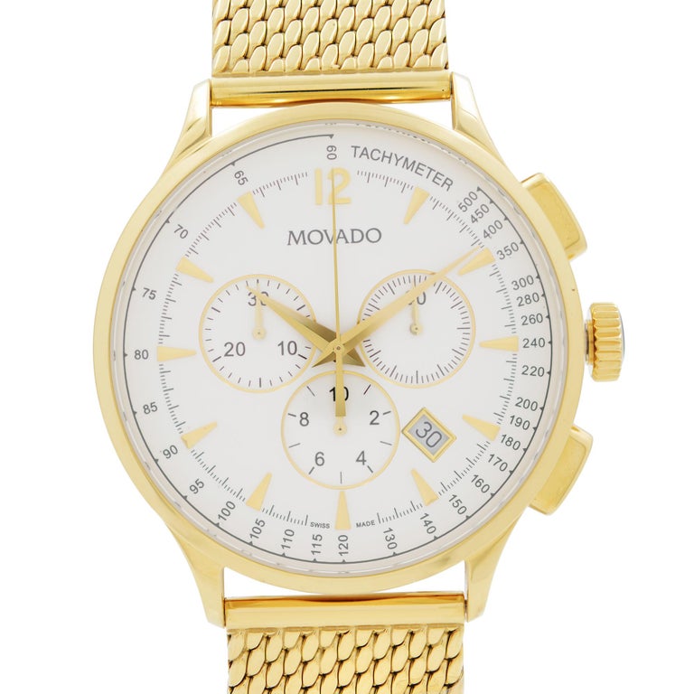 Movado Circa Chronograph Stainless Steel Silver Dial Quartz Mens Watch ...
