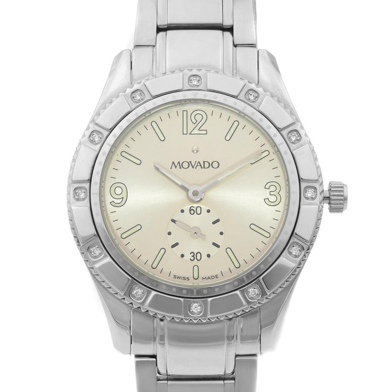 Movado Gentry Steel Diamond Bezel Silver Dial Quartz Ladies Watch at ...