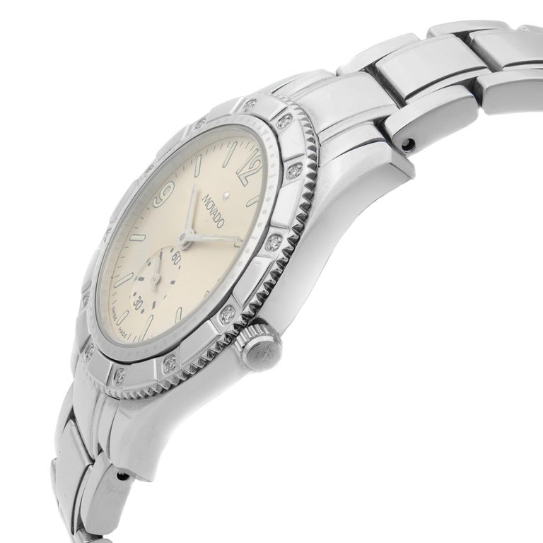 Movado Gentry Steel Diamond Bezel Silver Dial Quartz Ladies Watch at ...