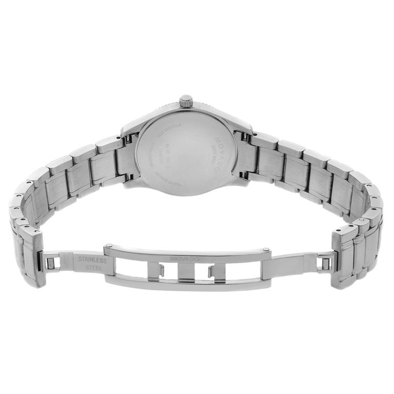 Movado Gentry Steel Diamond Bezel Silver Dial Quartz Ladies Watch at ...