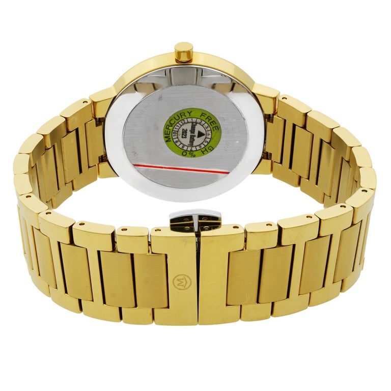 Movado Modern Classic Yellow Gold Tone Black Dial Quartz Men's Watch ...