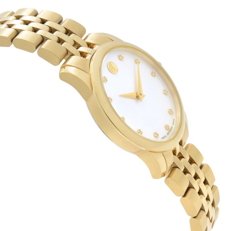 Movado Museum Classic Steel MOP Diamond Dial Quartz Ladies Watch ...