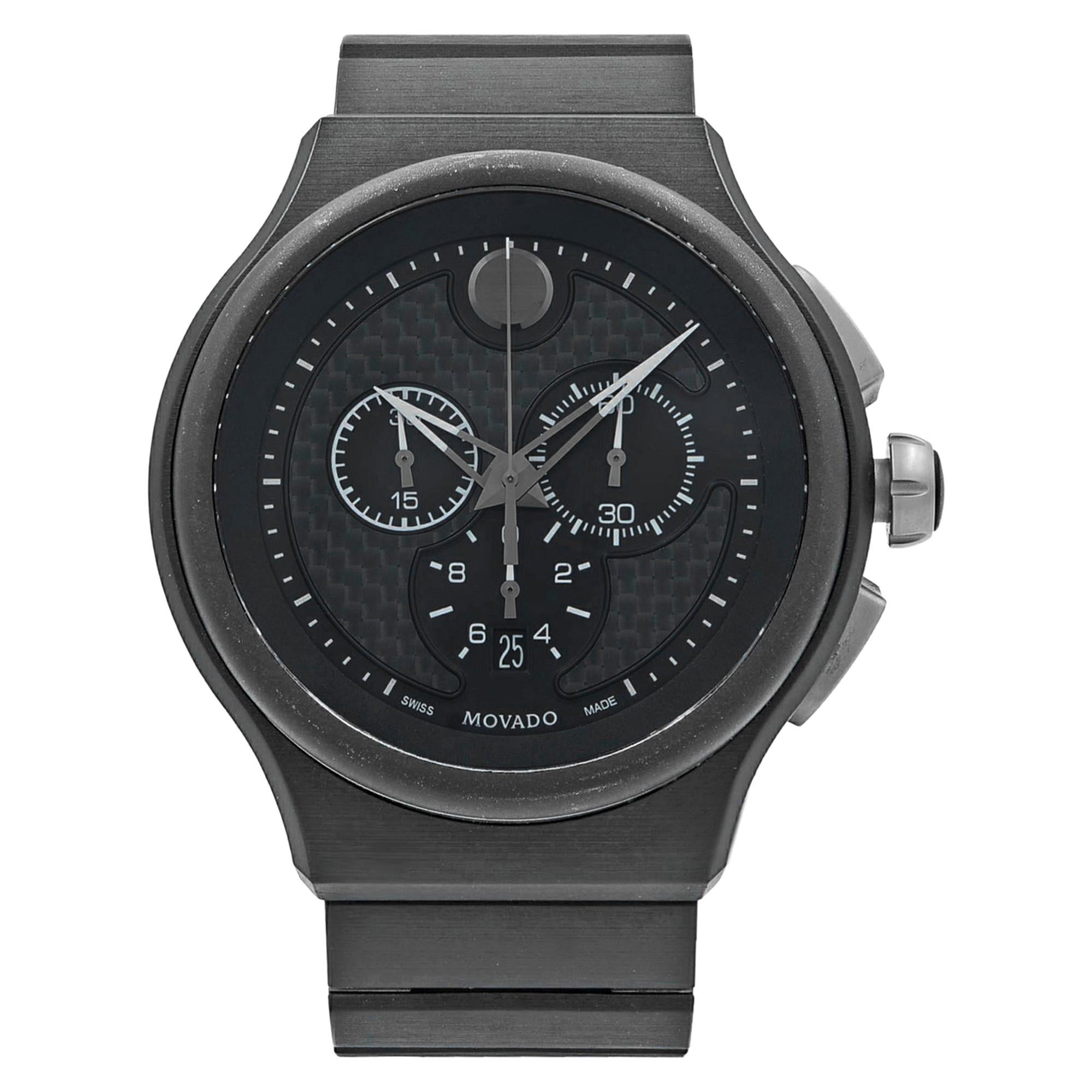 Movado Parlee Carbon Fiber Sticks Dial Titanium Peek Quartz Men’s Watch ...