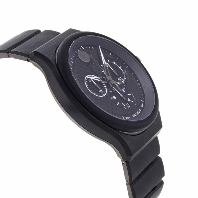 Movado Parlee Chronograph Carbon Fibre Dial Titanium Peep Quartz Watch ...