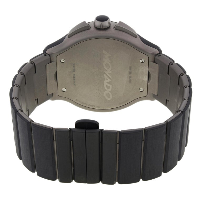 Movado Parlee Chronograph Carbon Fibre Dial Titanium Peep Quartz Watch ...