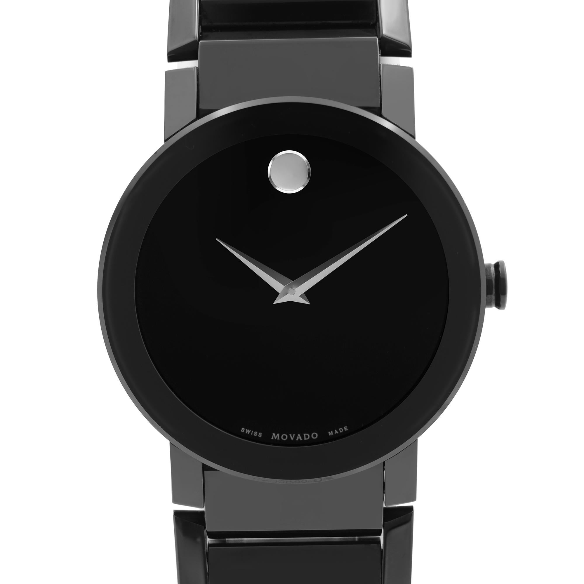 Movado Sapphire Black PVD Steel Black Museum Dial Quartz Mens Watch ...