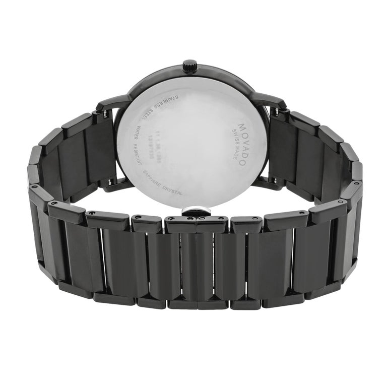 Movado Sapphire Black Dial Analog PVD Thin Steel Quartz Men's Watch ...