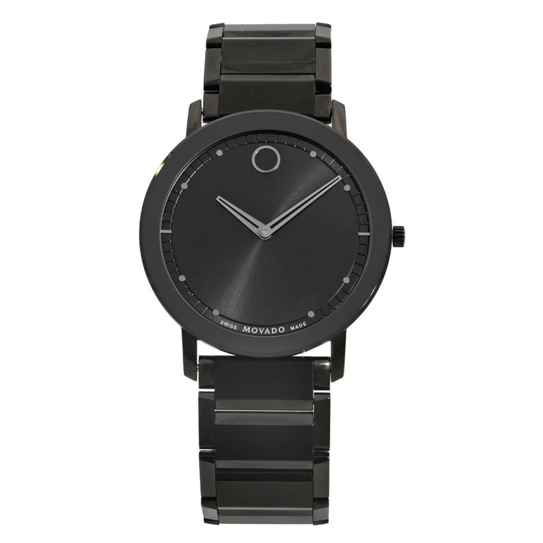 Movado Sapphire PVD Stainless Steel Black Dial Quartz Men's Watch ...