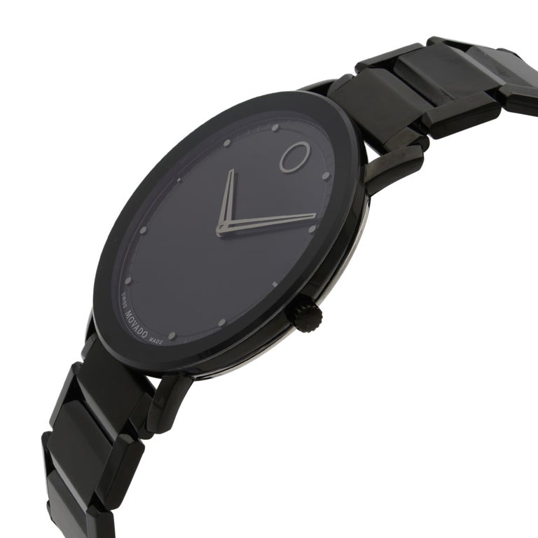 Movado Sapphire PVD Stainless Steel Black Dial Quartz Men's Watch ...
