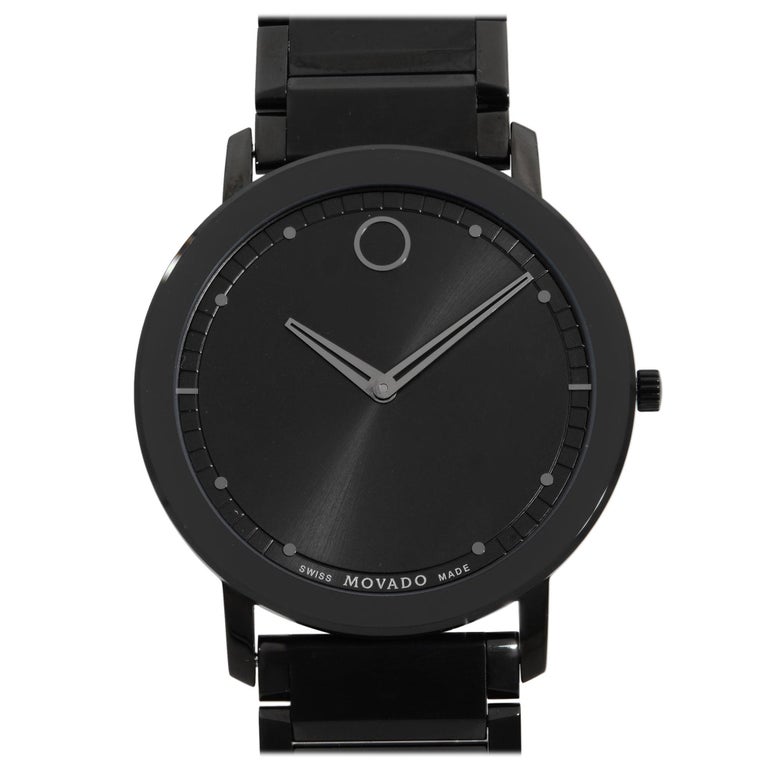 Movado Sapphire PVD Stainless Steel Black Dial Quartz Men's Watch ...