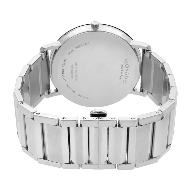 Movado Sapphire Stainless Steel Silver Dial Ultra Thin Quartz Mens ...