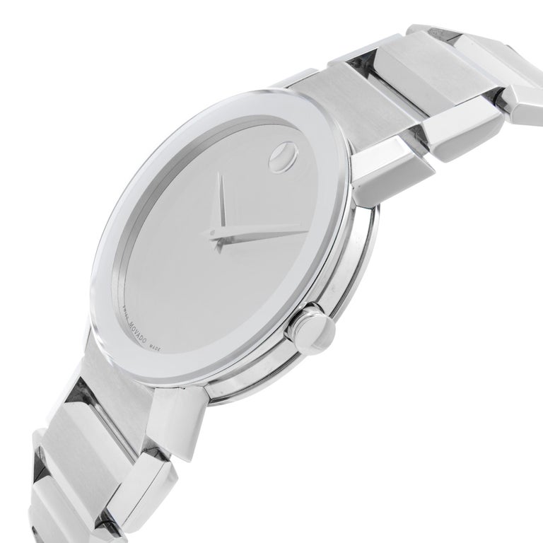Movado Sapphire Stainless Steel Silver Mirror Dial Quartz Mens Watch ...