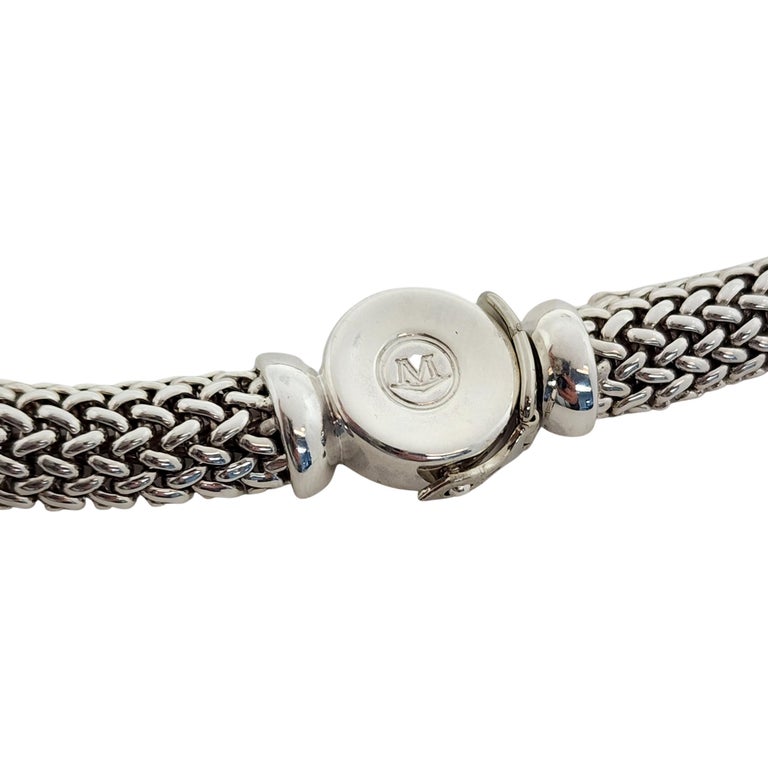 Movado Sterling Silver 18K White Gold Chalcedony Diamond Mesh Choker ...
