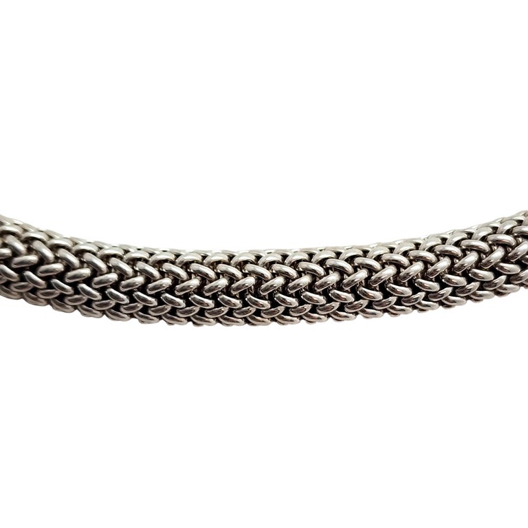 Movado Sterling Silver 18K White Gold Chalcedony Diamond Mesh Choker ...