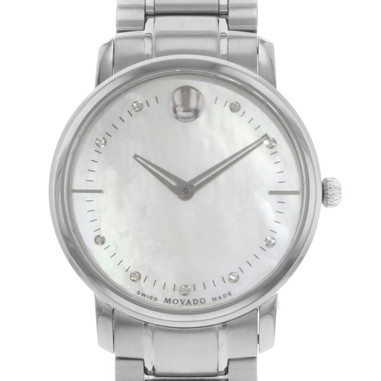 Movado TC Diamond Mother of Pearl Dial Steel Quartz Ladies Watch ...