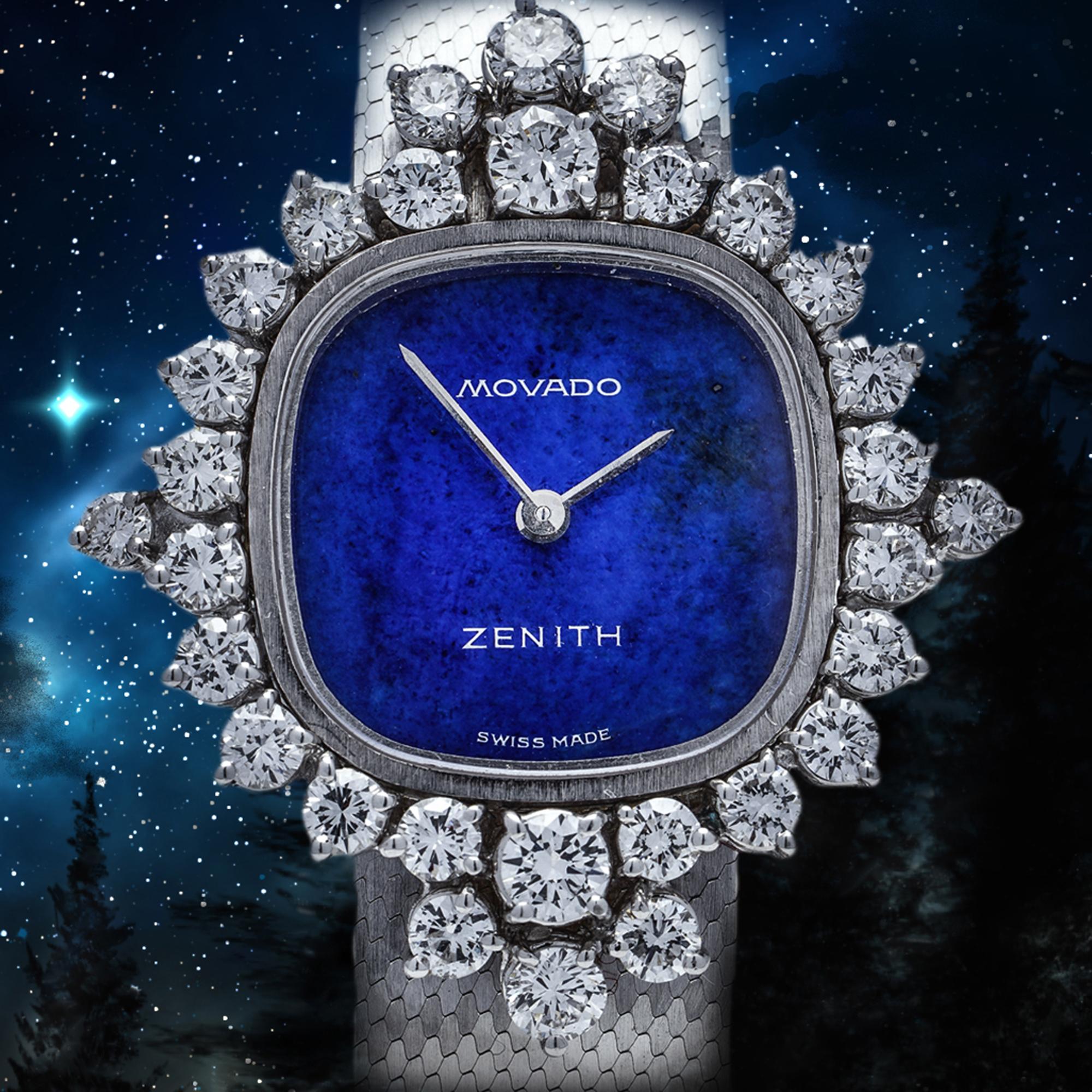 Movado Zenith 18 Karat White Gold Ladies Wristwatch with Lapis Lazuli ...