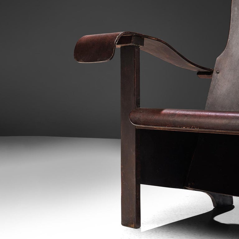 Brazilian Lounge Chairs in Dark Laminated Wood by Móveis Cimo For Sale ...