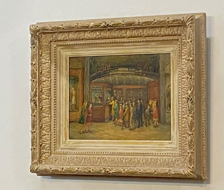 Movie Theater Street Scene Painting by Helen L. Roberts, 20th Century ...