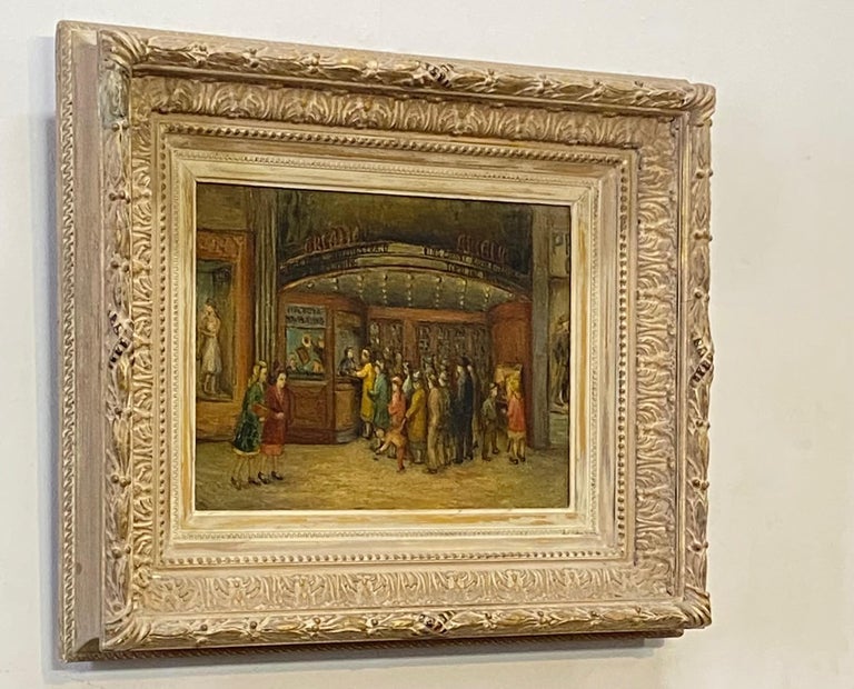 Movie Theater Street Scene Painting by Helen L. Roberts, 20th Century ...