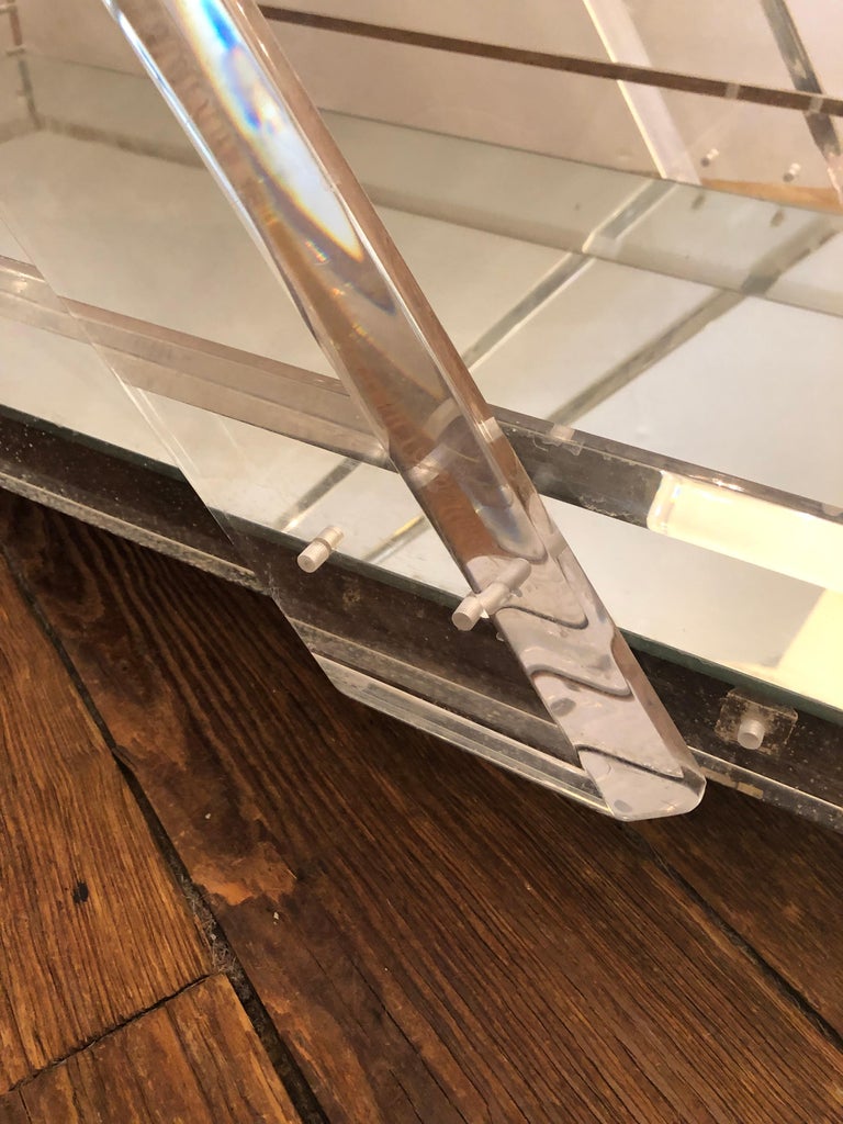 Moviestar Glam Lucite and Mirrored Two Tier Mid-Century Modern Bar Cart For Sale at 1stDibs