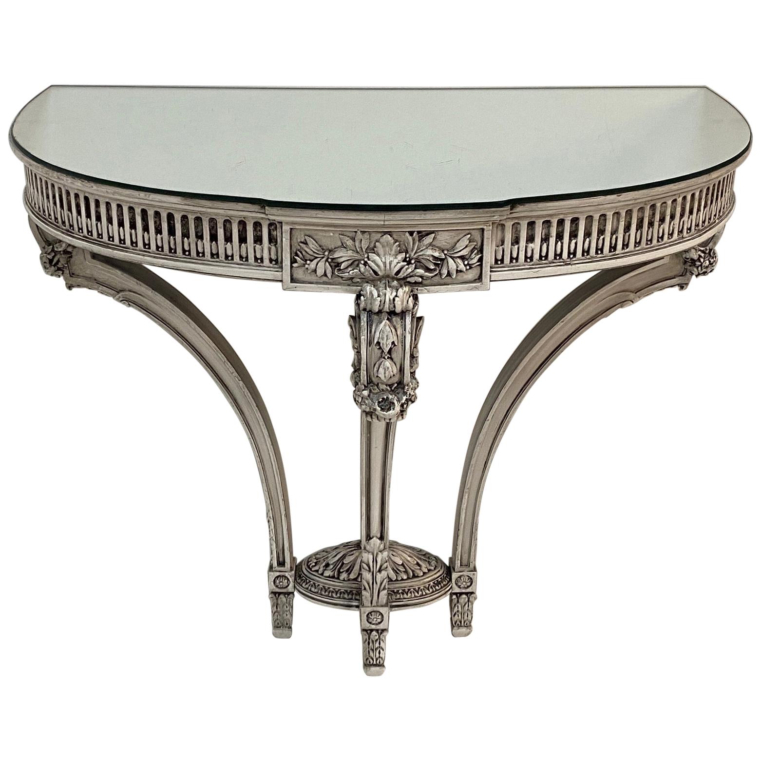 Gorgeous Stately Pair of Adams Style Demilune Console Tables at 1stDibs