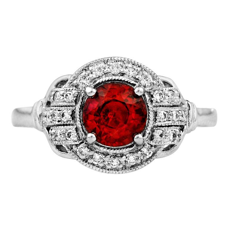 Mozambique Ruby Diamond Platinum Cocktail Engagement Ring at 1stDibs