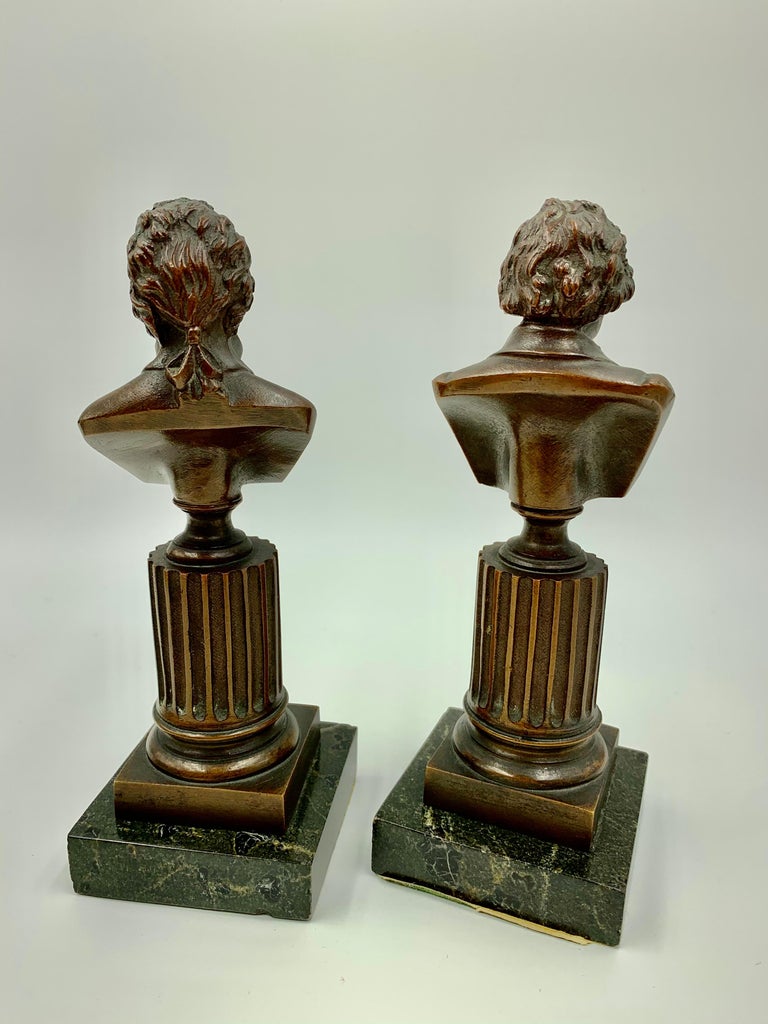 Pair of Antique Bronze Musical Motif Grand Tour Busts, Mozart and ...