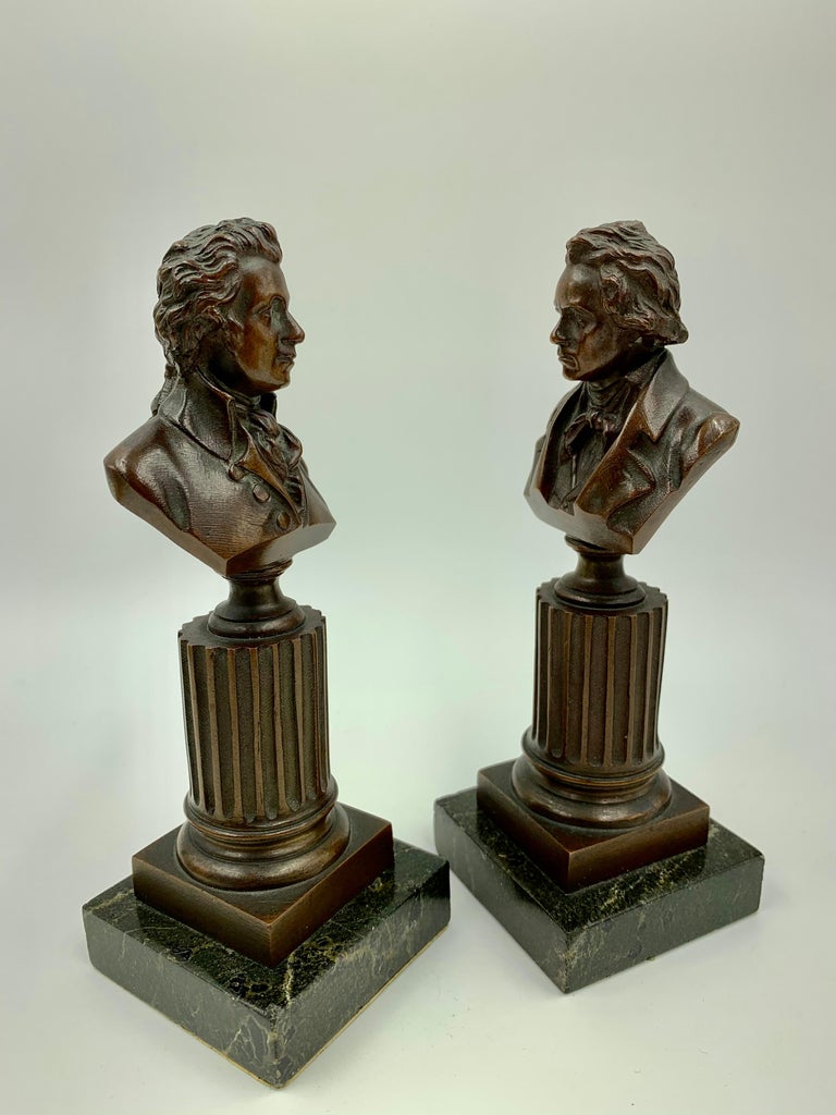 Pair of Antique Bronze Musical Motif Grand Tour Busts, Mozart and ...
