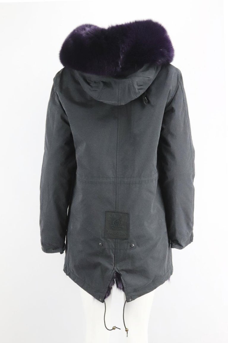 Mr And Mrs Italy Fox Fur Lined Cotton Canvas Parka Coat Medium For Sale ...