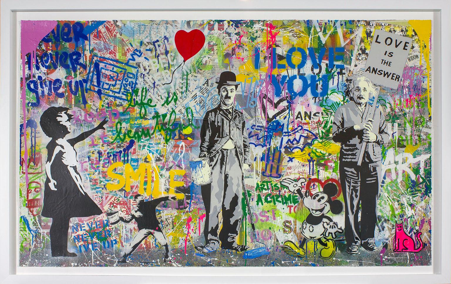 Mr. Brainwash - "Pop Wall" silkscreen and mixed media on paper framed ...