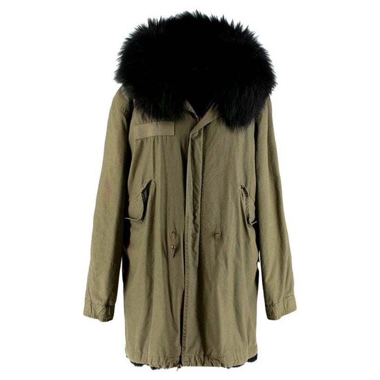 Mr and Mrs Italy Khaki Parka With Fox Fur Lining - Size M For Sale at ...