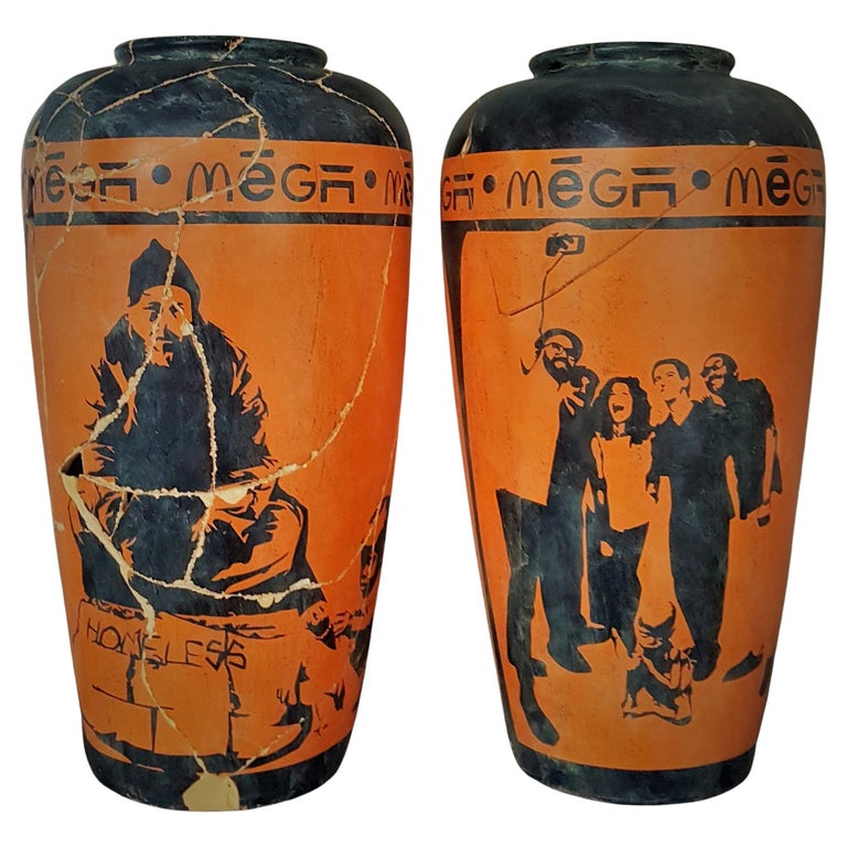 MR TAD Artist Pair of Vases Style Ancient Greek Urban / Street Art For ...