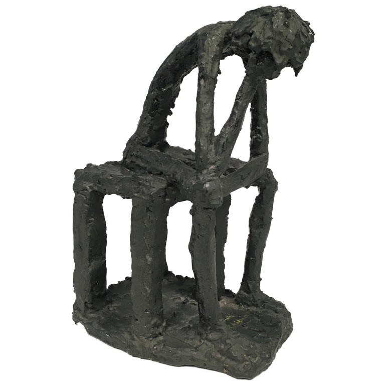 Mr. Thinker Sculpture in Plaster Signed by Bianchi G. Chibian at ...