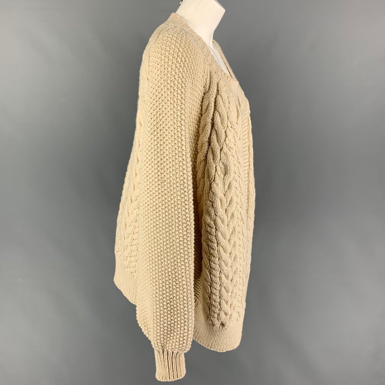 MR.MITTENS Size One Size Beige Wool Oversized Cardigan For Sale at 1stDibs