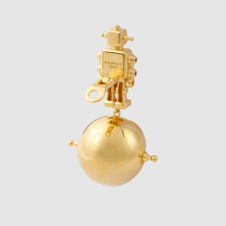 Naimah Robot Earrings Statement Clip on Earrings For Sale at 1stDibs
