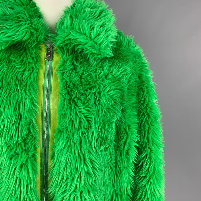 MSGM Size M Green Modacrylic Blend Textured Zip Up Jacket at 1stDibs