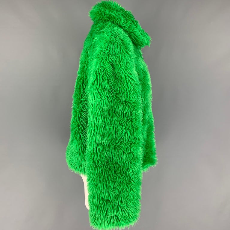 MSGM Size M Green Modacrylic Blend Textured Zip Up Jacket at 1stDibs