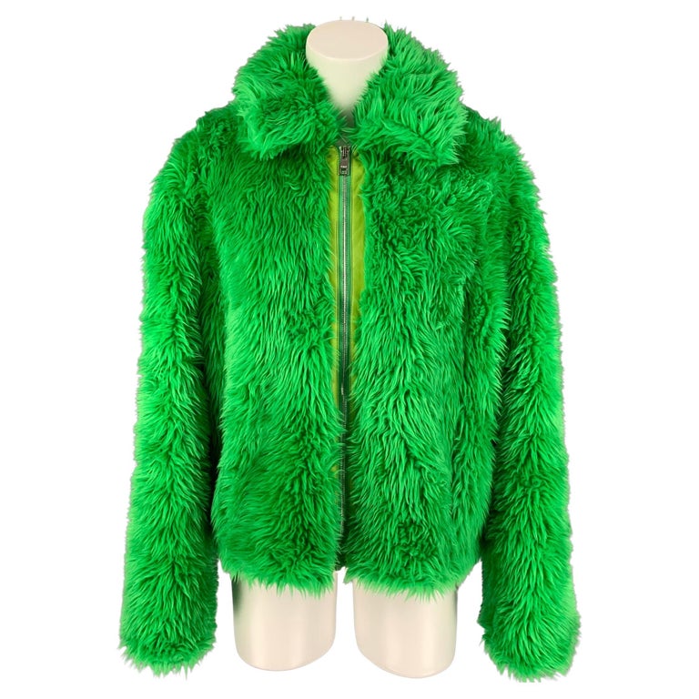 MSGM Size M Green Modacrylic Blend Textured Zip Up Jacket at 1stDibs