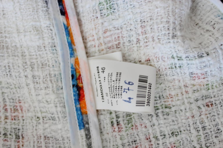 MSGM White Blue Cotton Floral Jacket For Sale at 1stDibs