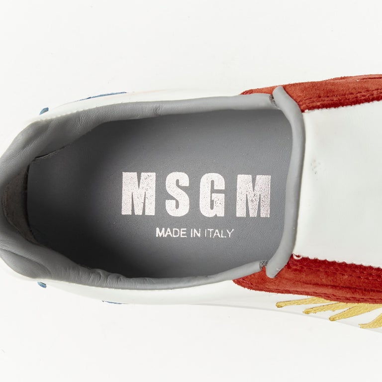 MSGM white leather starburst patchwork point toe platform sneaker EU36 For Sale at 1stDibs