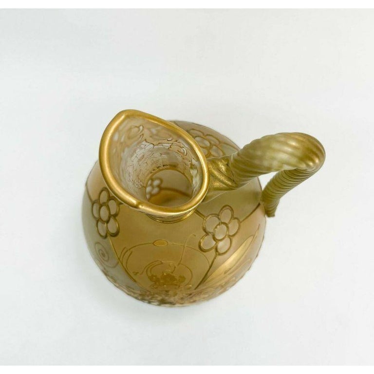 Mt Washington Royal Flemish Armorial Frosted Glass Ewer, circa 1900 For ...