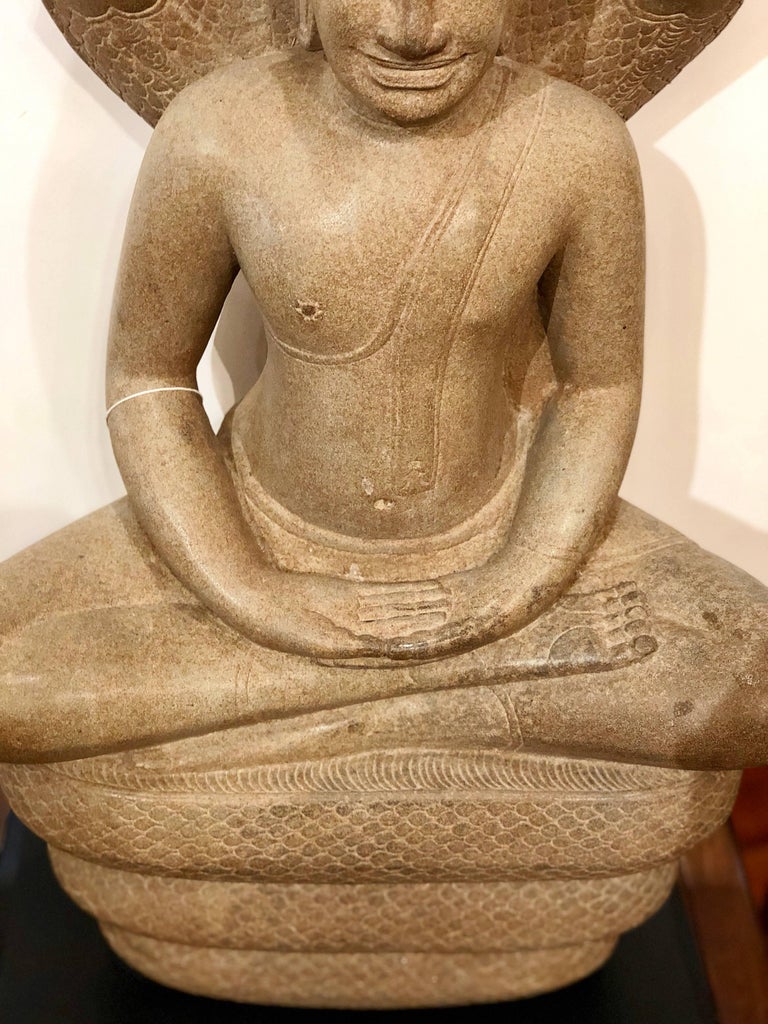 Mucalinda Buddha Snake Sandstone Cambodia at 1stDibs