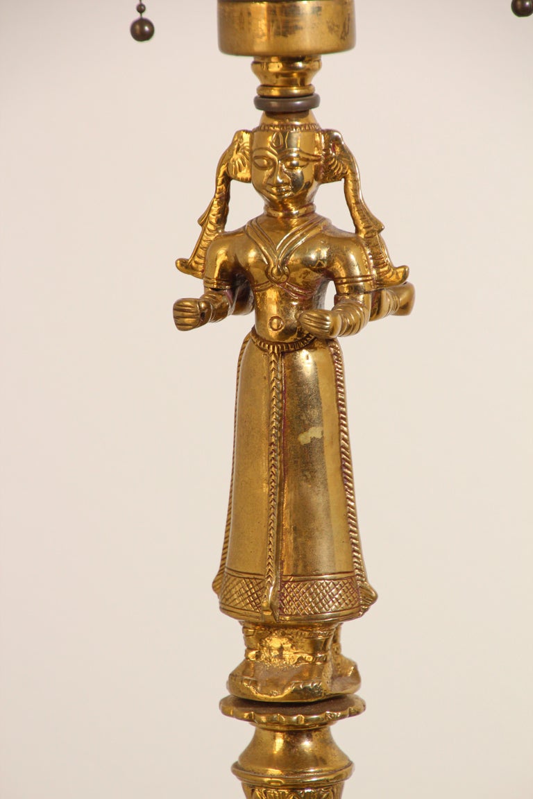 Mughal Raj Hindu Indian Brass Temple Oil Lamp For Sale at 1stDibs