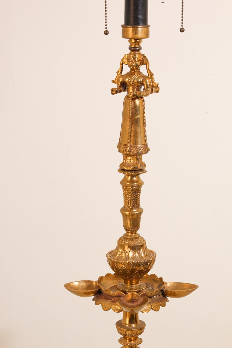 Mughal Raj Hindu Indian Brass Temple Oil Lamp For Sale at 1stDibs