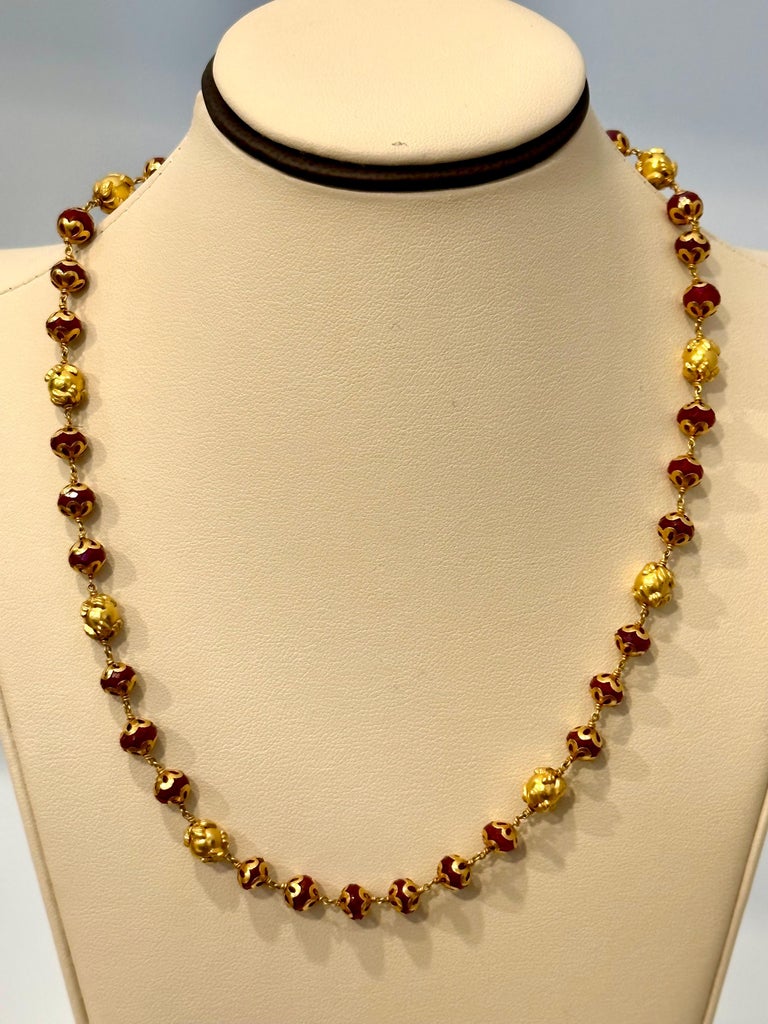 Mughal Magnificent Traditional Natural Ruby Bead 22 Kt Y Gold Vintage ...
