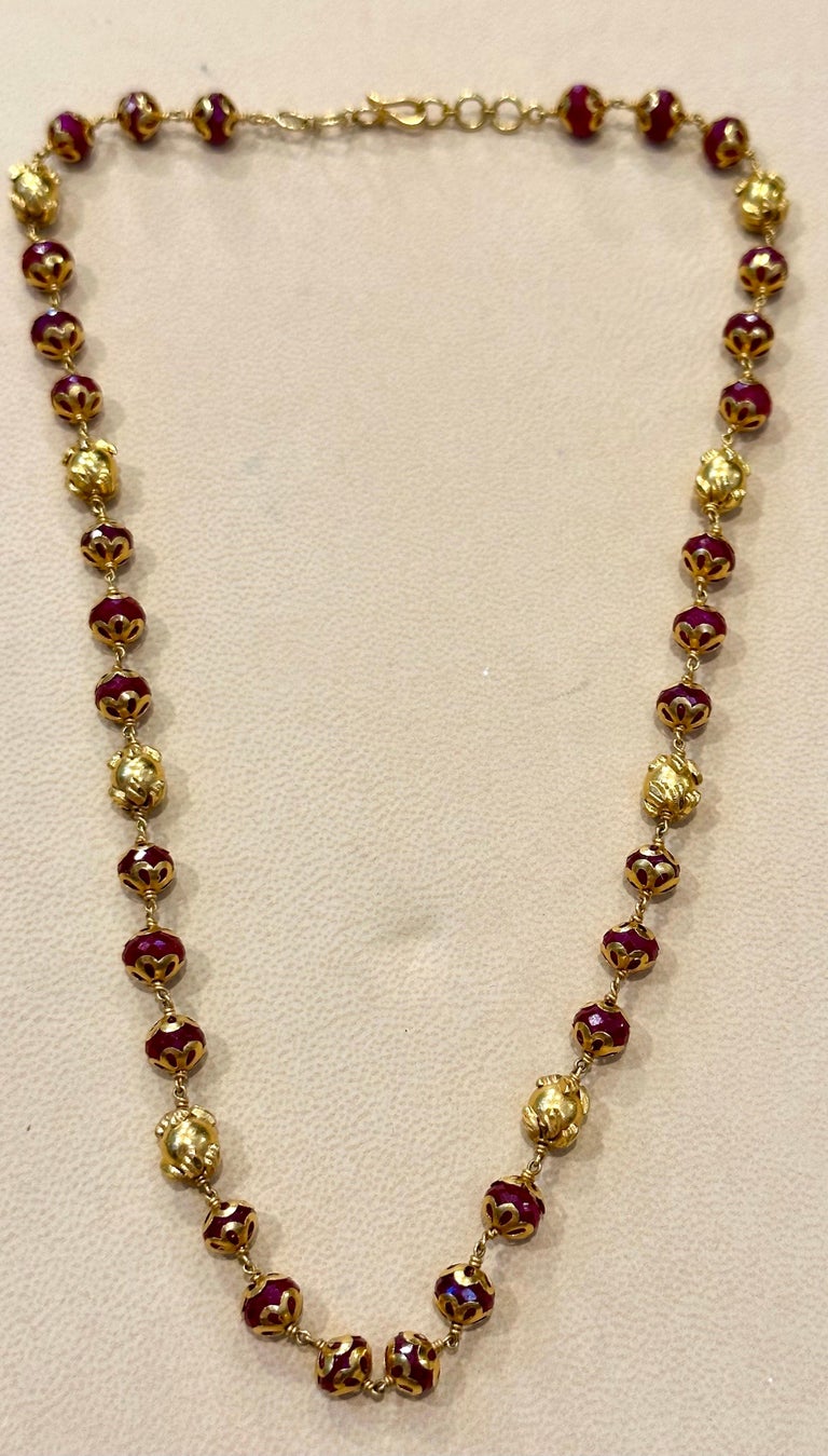 Mughal Magnificent Traditional Natural Ruby Bead 22 Kt Y Gold Vintage ...