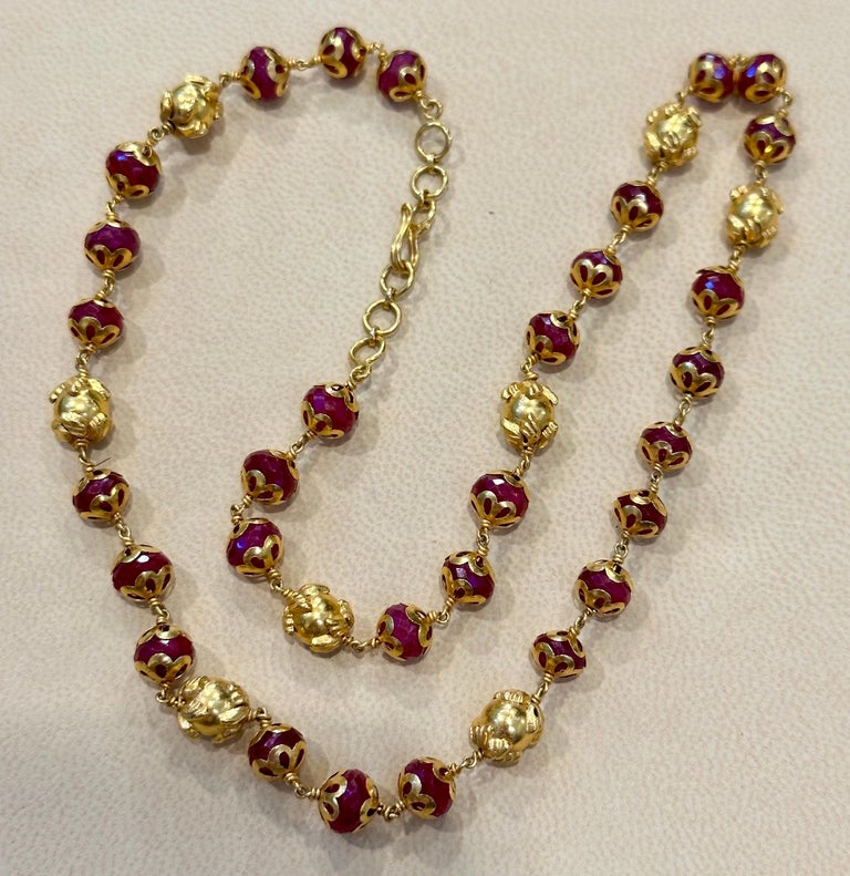 Mughal Magnificent Traditional Natural Ruby Bead 22 Kt Y Gold Vintage ...