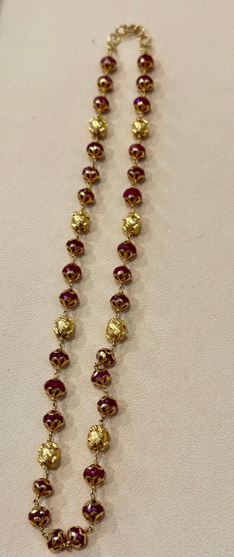 Mughal Magnificent Traditional Natural Ruby Bead 22 Kt Y Gold Vintage ...