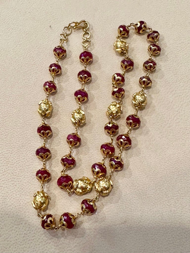 Mughal Magnificent Traditional Natural Ruby Bead 22 Kt Y Gold Vintage ...
